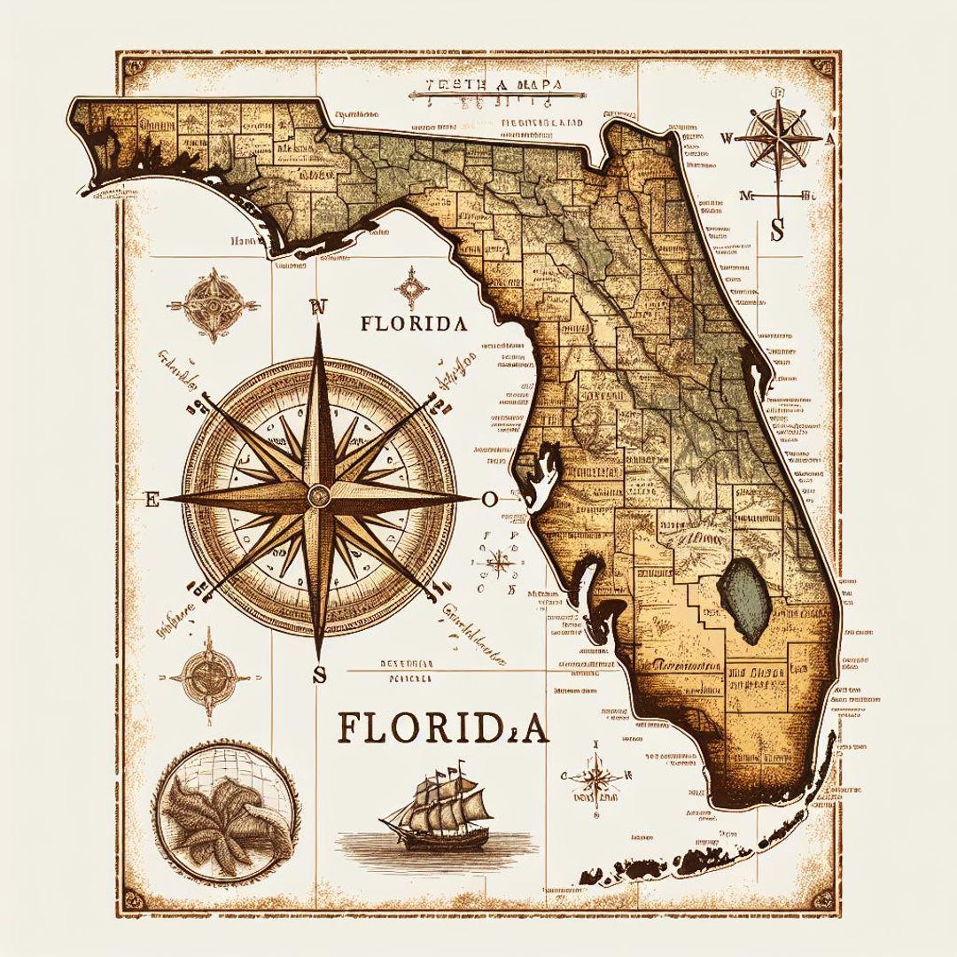 Western Horizons: Florida State Map Outline - Etsy