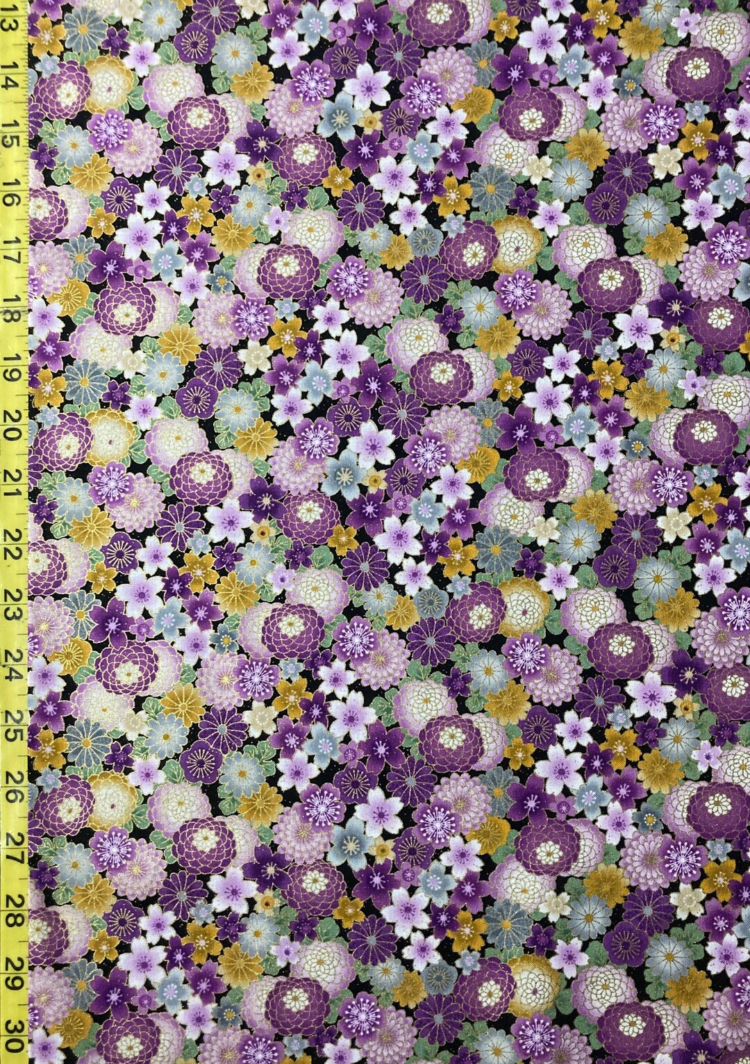 Metallic Asian Flowers Timeless Treasures Fabric ( Yard or Half Yard ...