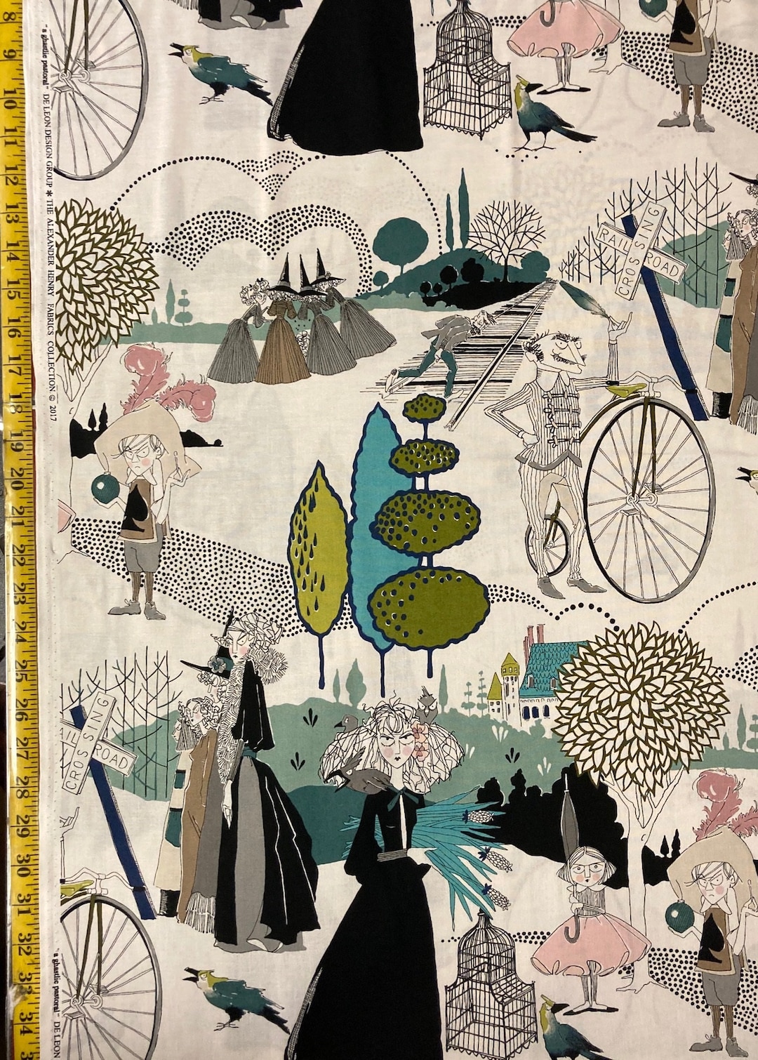 A Ghastlie Pastoral Blue Alexander Henry Fabric Witches - Etsy