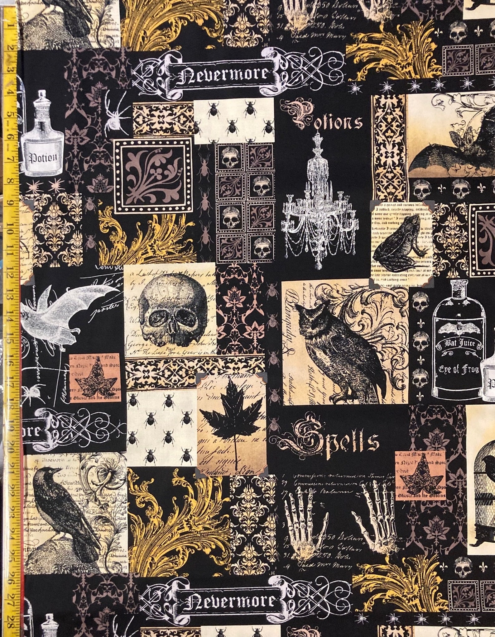 NEVERMORE COLLAGE - Edgar Allen Poe - Michael Miller Fabric - Raven ...