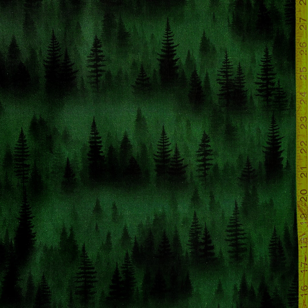 Evergreen Trees Timeless Treasures Fabric Smoky Mountain Trees Green ...