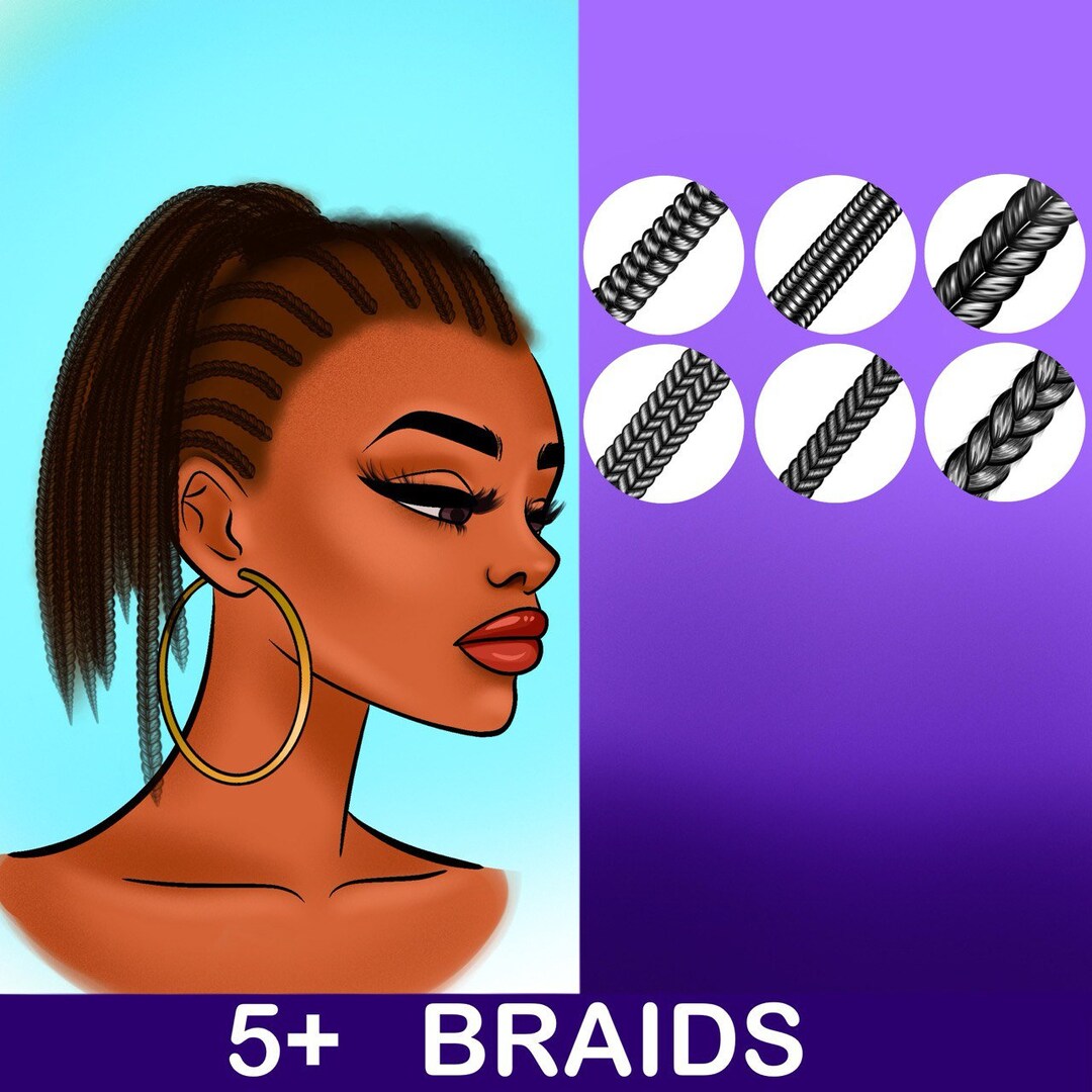 Procreate Hair Brushes - Braids, Locs Drawing for Paintings, Comic ...