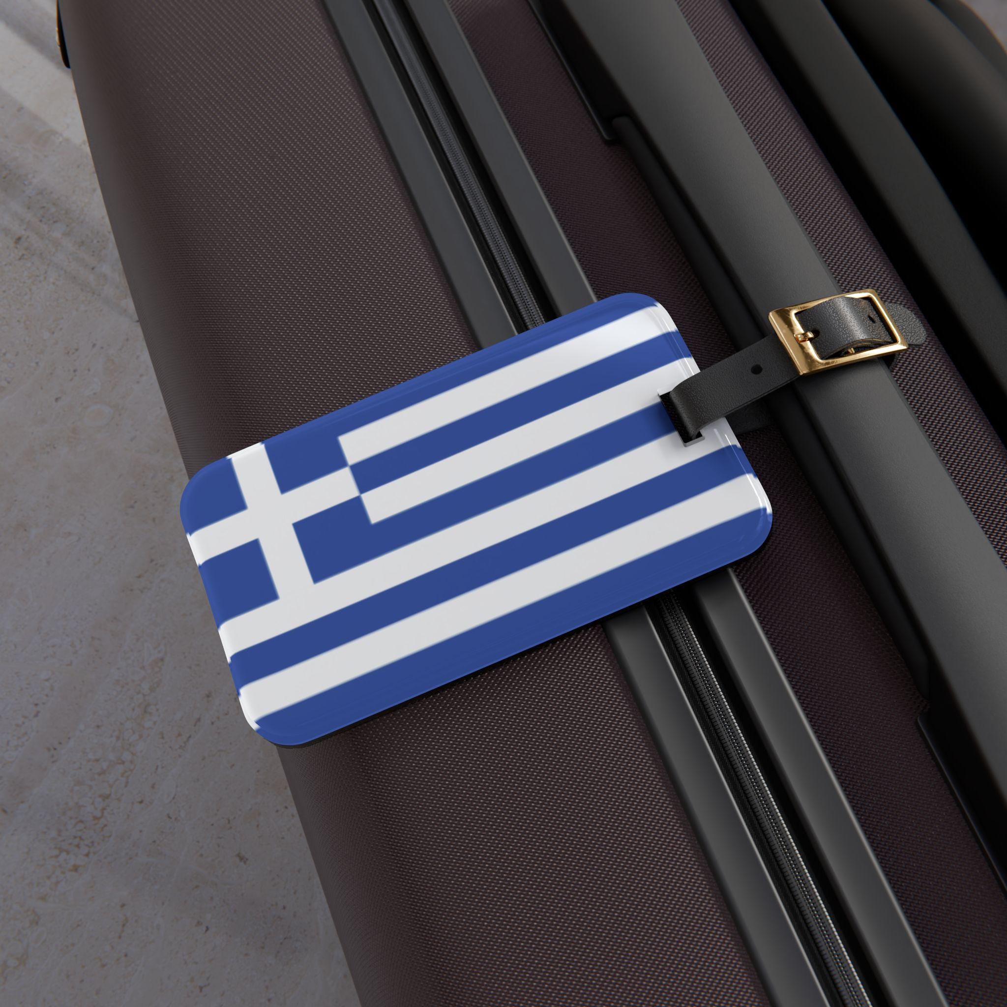 Greece Flag Luggage Tag, Greek Flag Suitcase Tag, Gym Bag Tag, Backpack ...