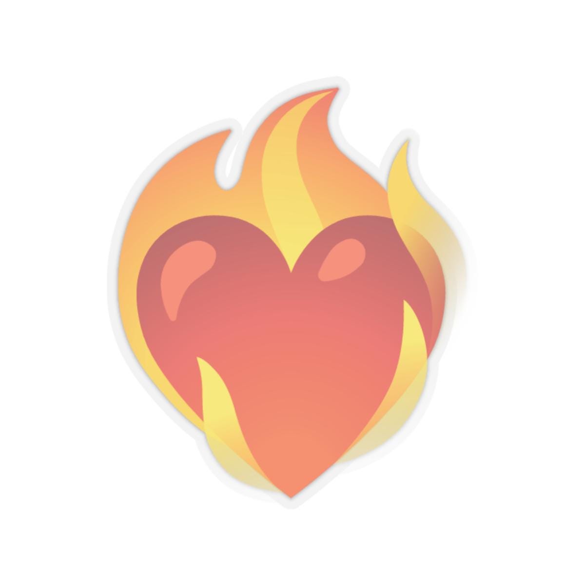 Flaming Heart Emoji Sticker | Heart Sticker | Fun Sticker Decorations ...