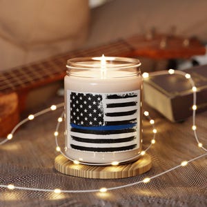 Thin Blue Line Candle | Police | Gift Custom Candle | Friendship Candle ...
