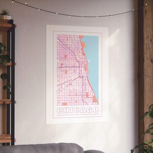 Chicago City Map Poster Modern Minimalist Urban Decor - Etsy