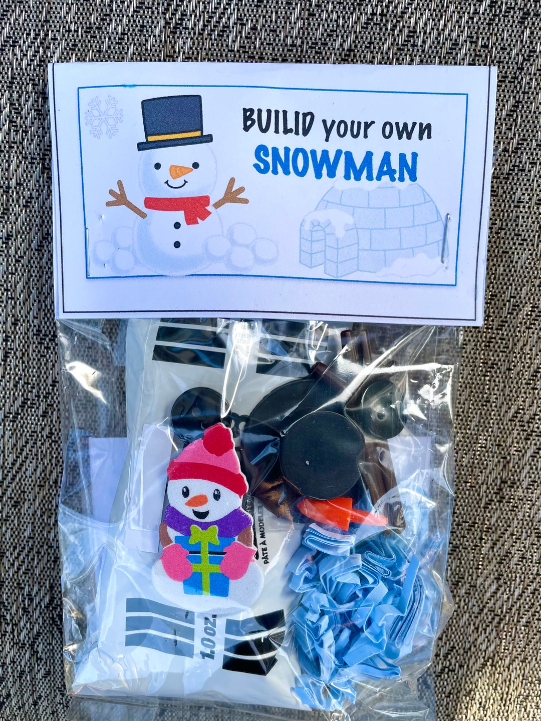 Build Your Own Snowman Favor Bag, Build a Snowman Craft Activity, Play ...