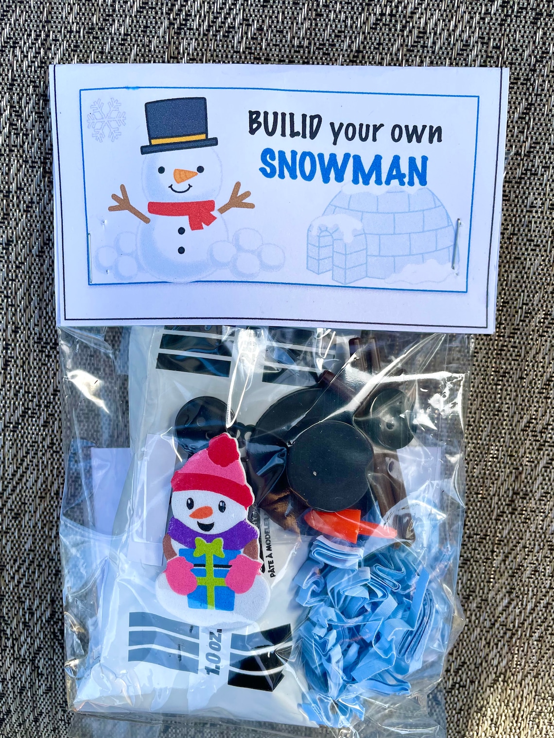 Build Your Own Snowman Favor Bag Build a Snowman Craft | Etsy