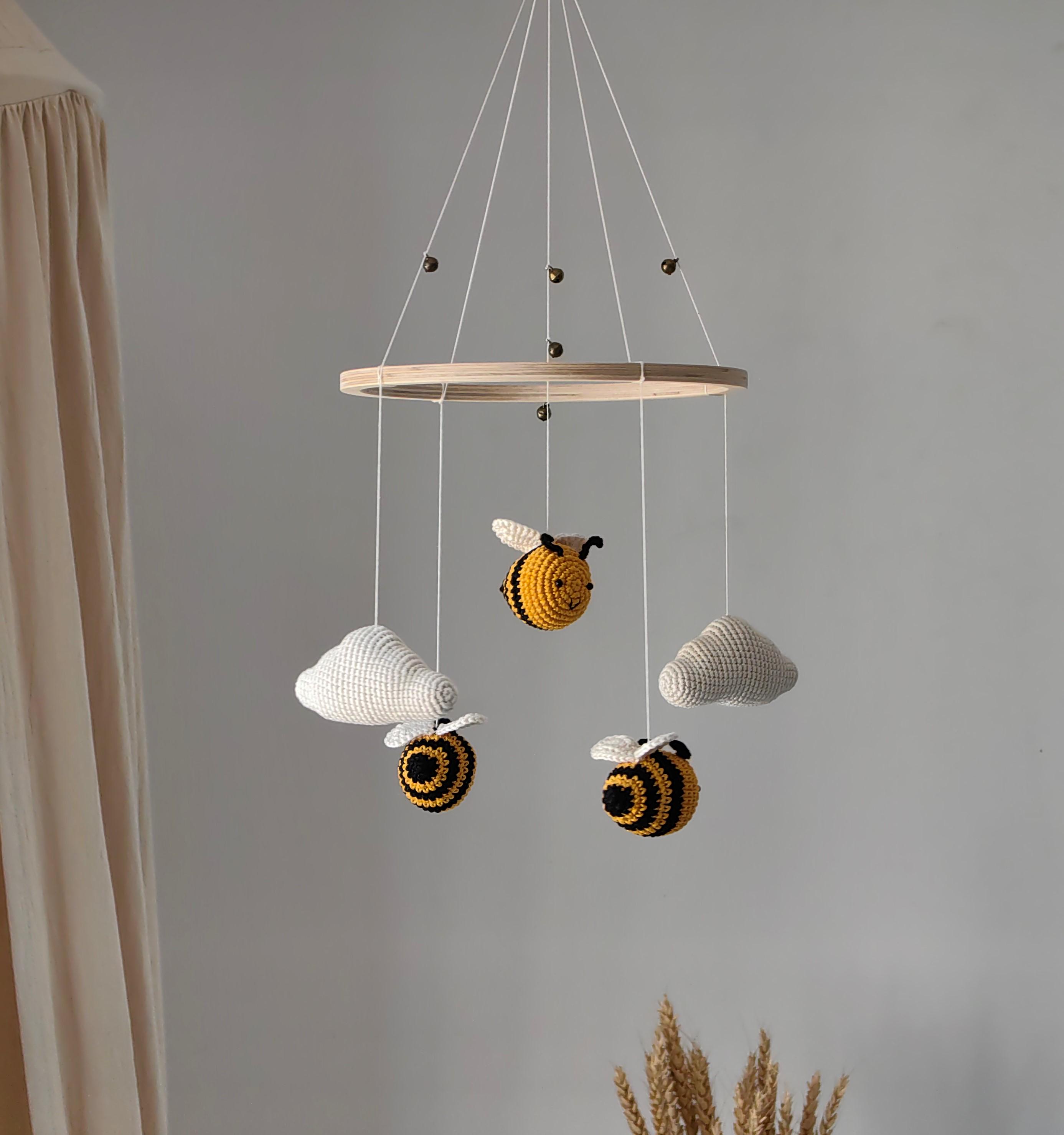Handmade Bee Nursery Mobile: Honeycomb Cot Decor - Etsy