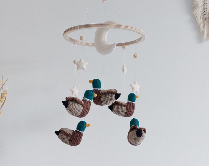 Duck Mobile for Crib, Black Labrador, Mallard Duck Nursery Decor, Baby ...