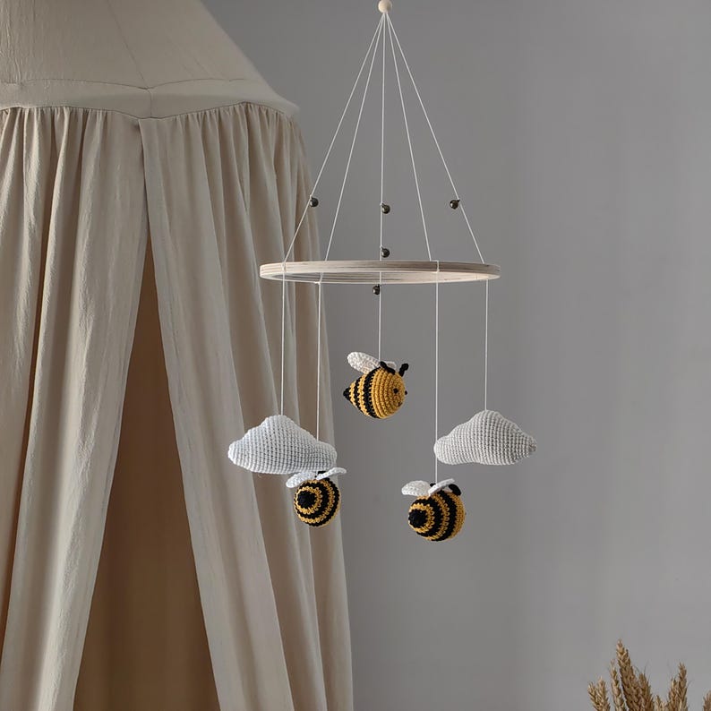 Handmade Bee Nursery Mobile: Honeycomb Cot Decor - Etsy