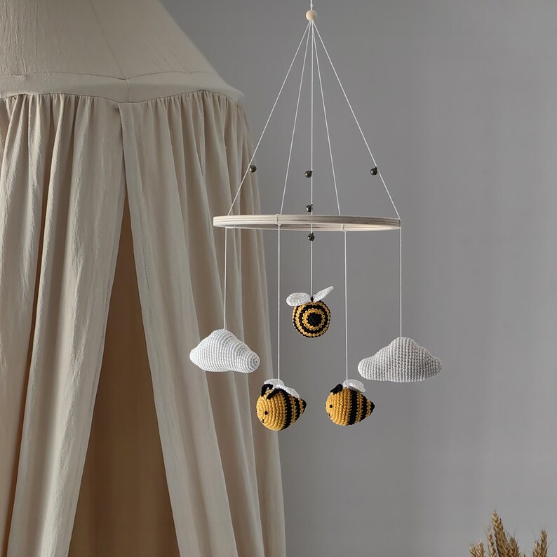 Handmade Bee Nursery Mobile: Honeycomb Cot Decor - Etsy