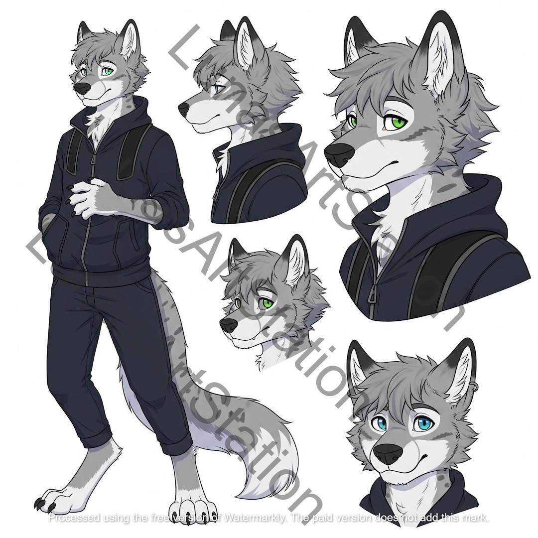 Custom Furry Wolf Reference Sheet | Digital Fursona Art Commission ...