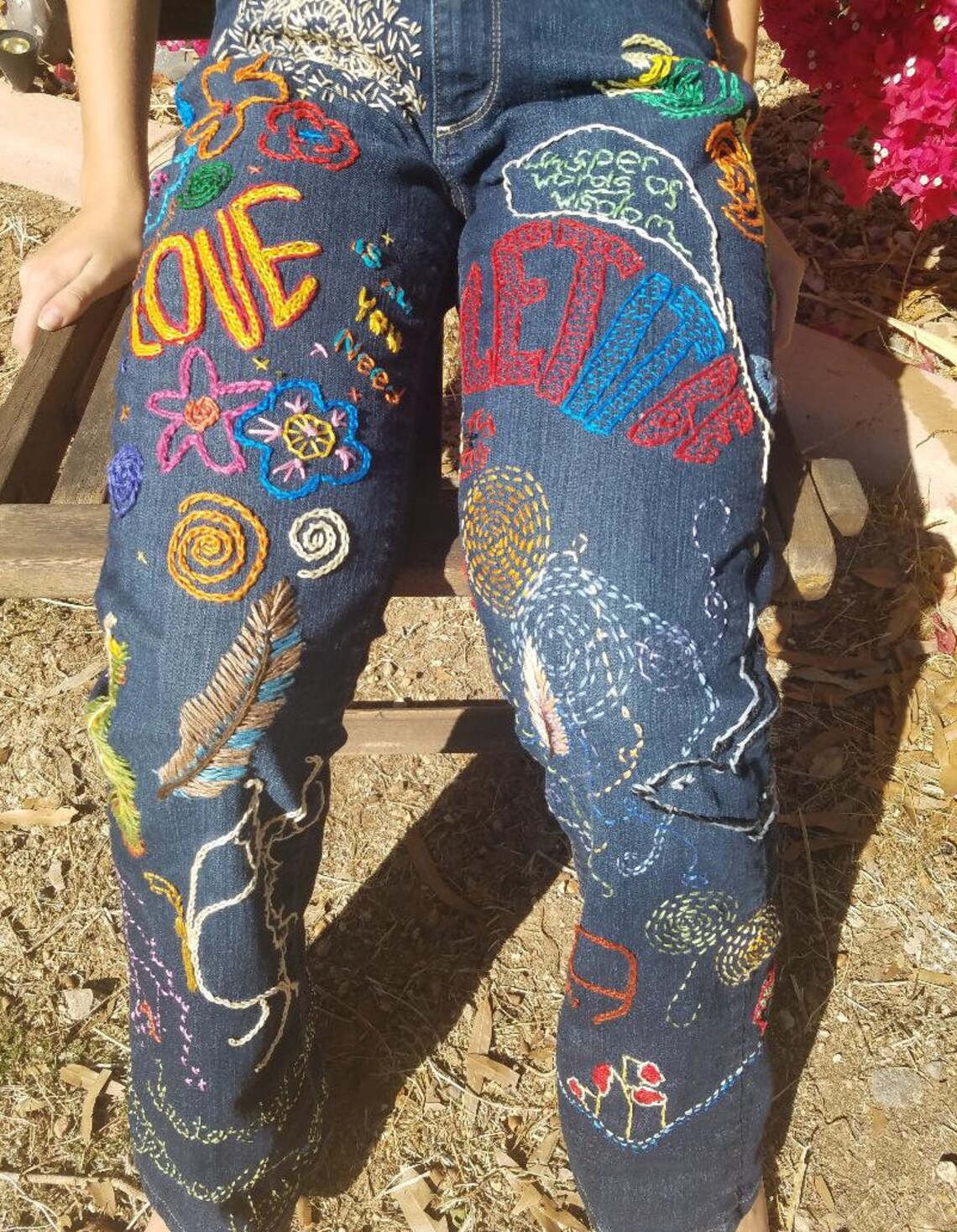 Custom Boho Embroidered Jeans, Made to Order - Etsy