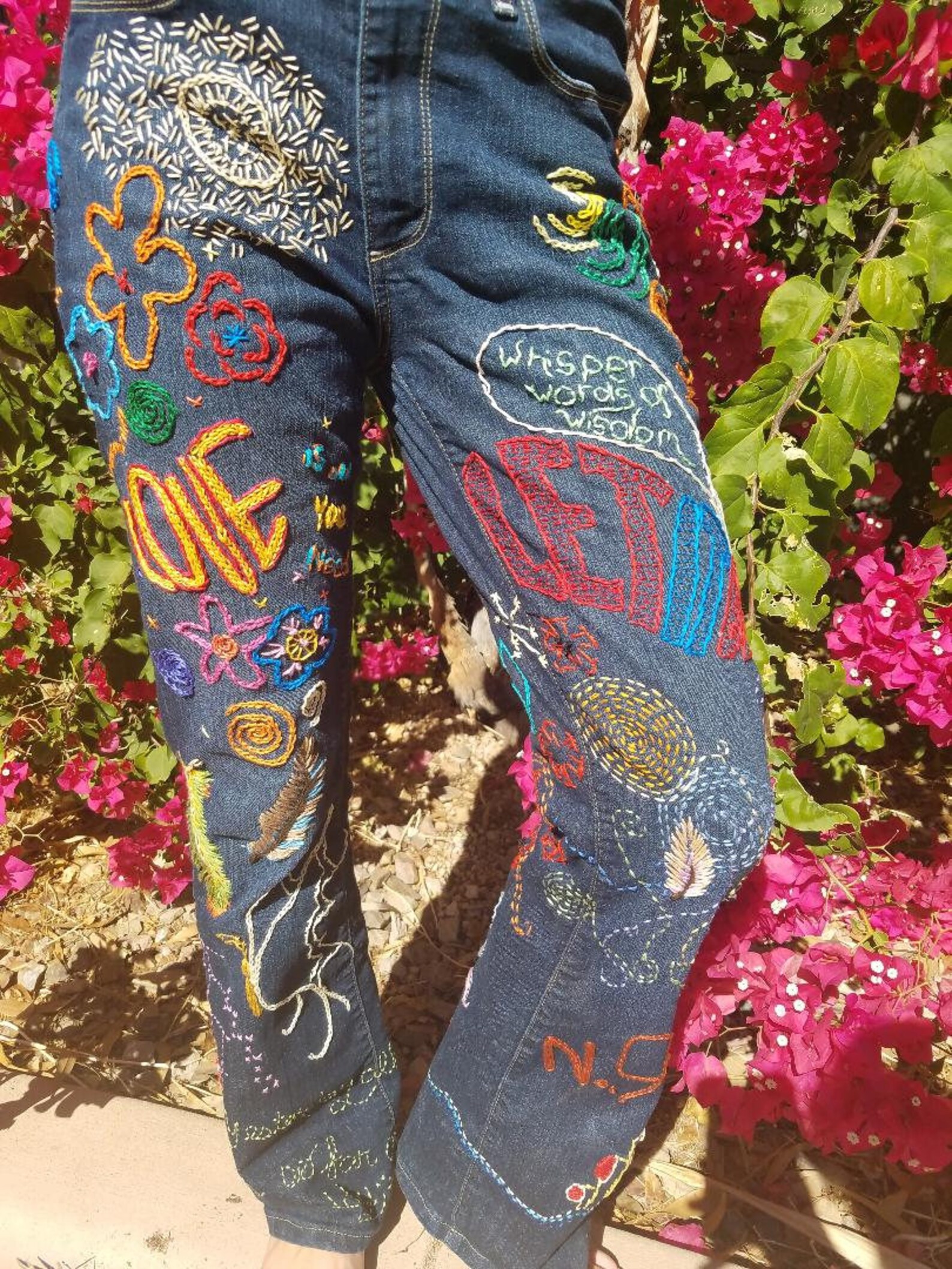 Custom Boho Embroidered Jeans, Made to Order - Etsy