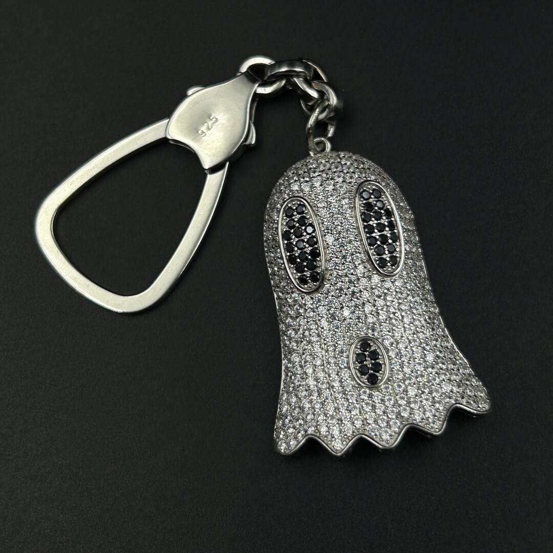 Diamond Iced Out Ghost Keychain Halloween Keychain Gothic Jewelry 14K ...