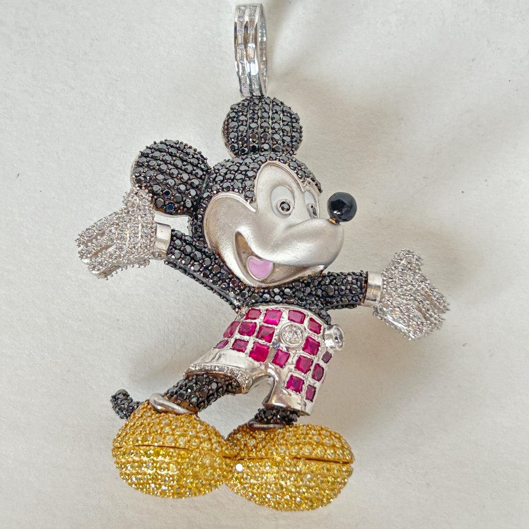 6CT Round Cut Ruby & Diamond Mickey Mouse Party Wear Pendant in 14 K ...