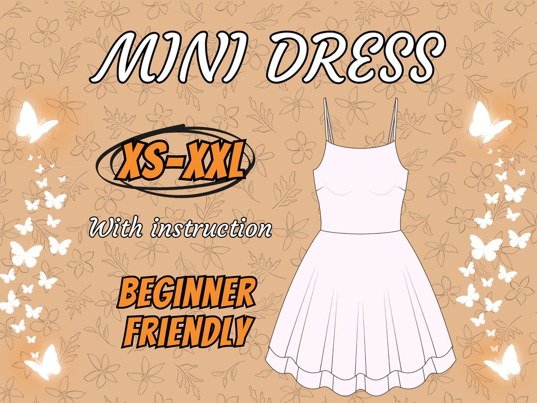 Mini Dress Sewing Pattern PDF, Sizes: XS-XXL Backless Cami Dress Easy ...