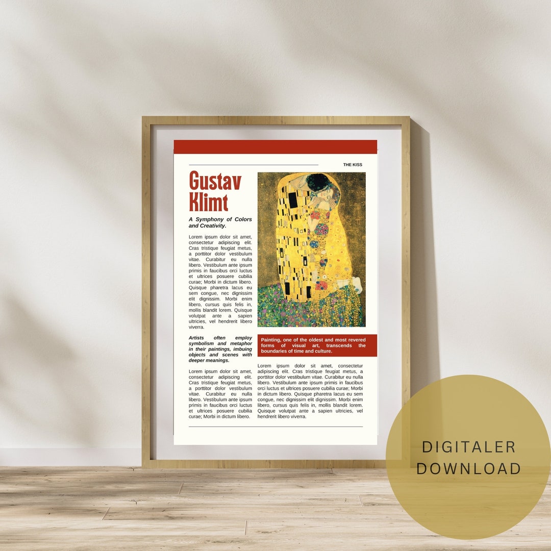The Kiss Gustav Klimt Digital Poster Download,quote Wall Art, Digital ...