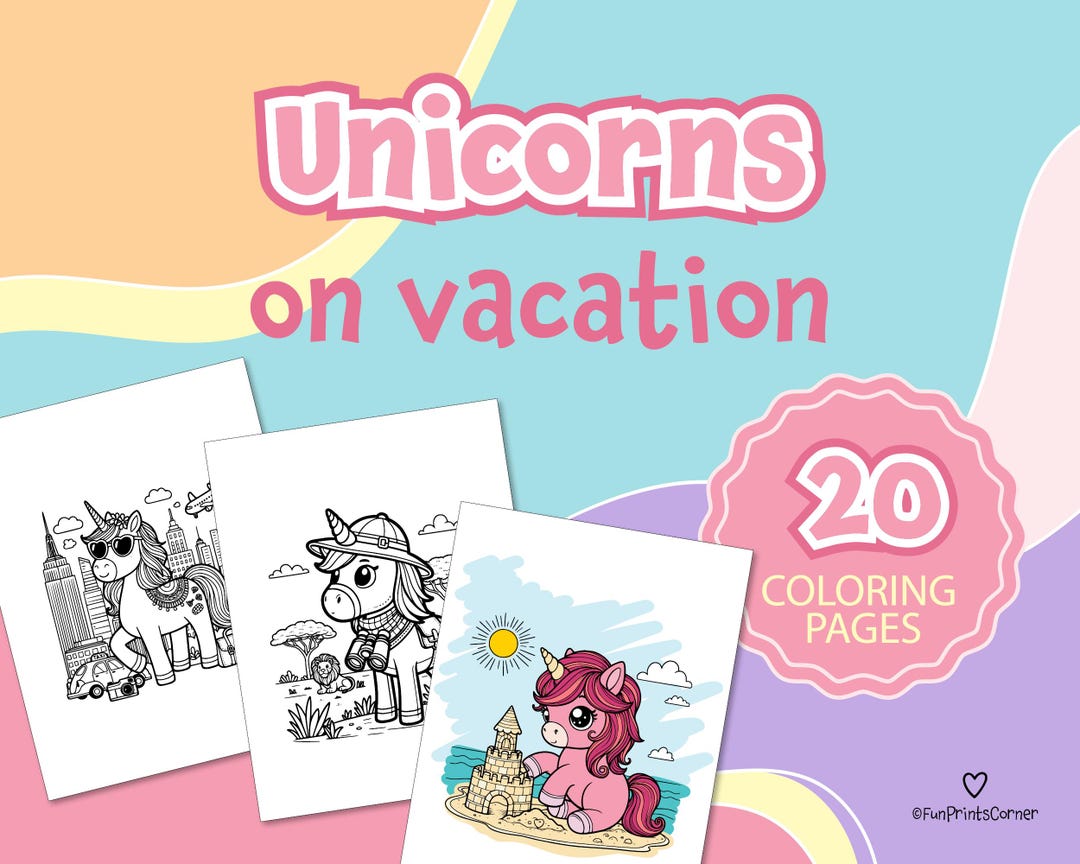 Unicorn Coloring Pages Vacation | 20 Printable Kids Coloring Pages ...
