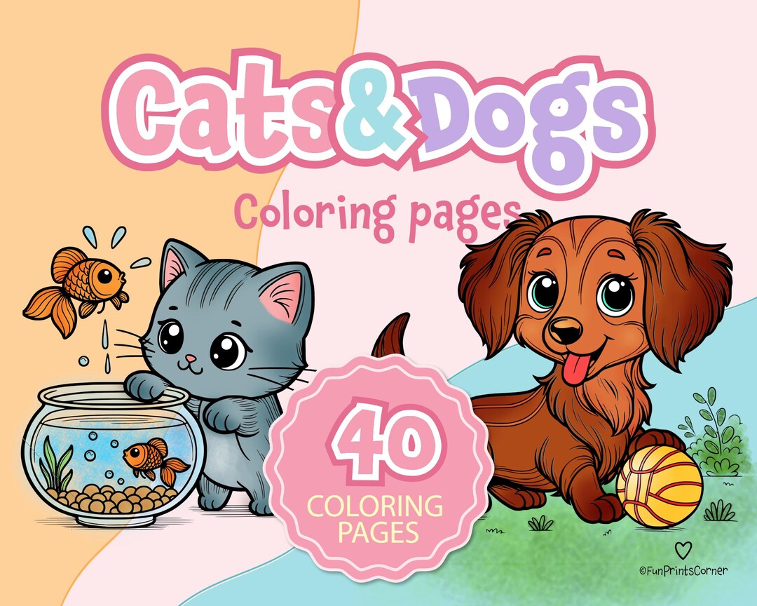 Cats & Dogs Coloring Pages 40 Printable Kids Coloring Pages Cat ...
