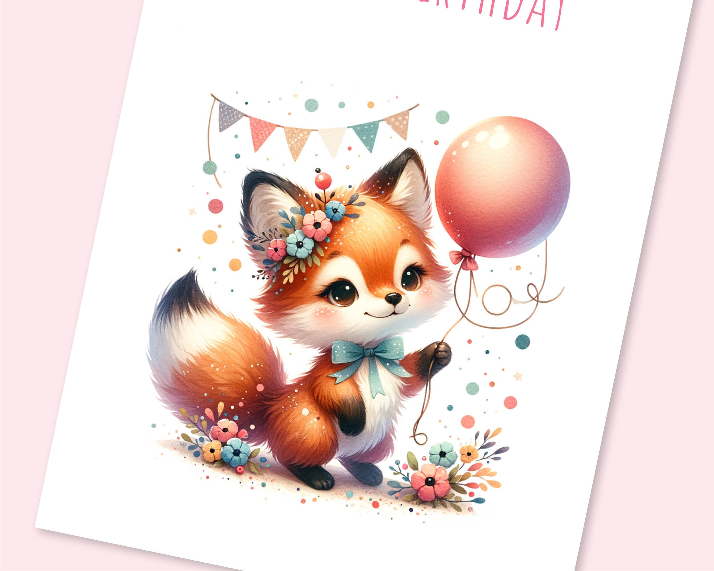 Fox Birthday Card | Girl Birthday Card | Fox Greeting Card | Fun ...
