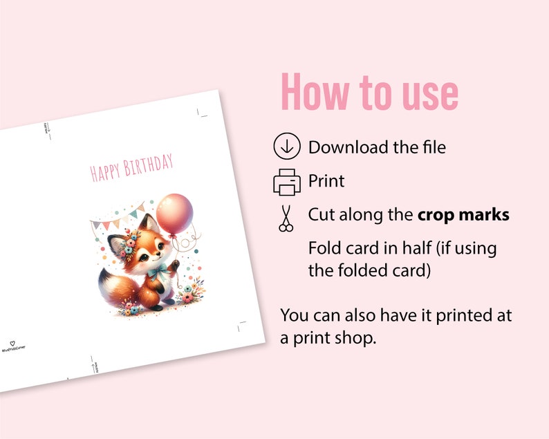 Fox Birthday Card | Girl Birthday Card | Fox Greeting Card | Fun ...
