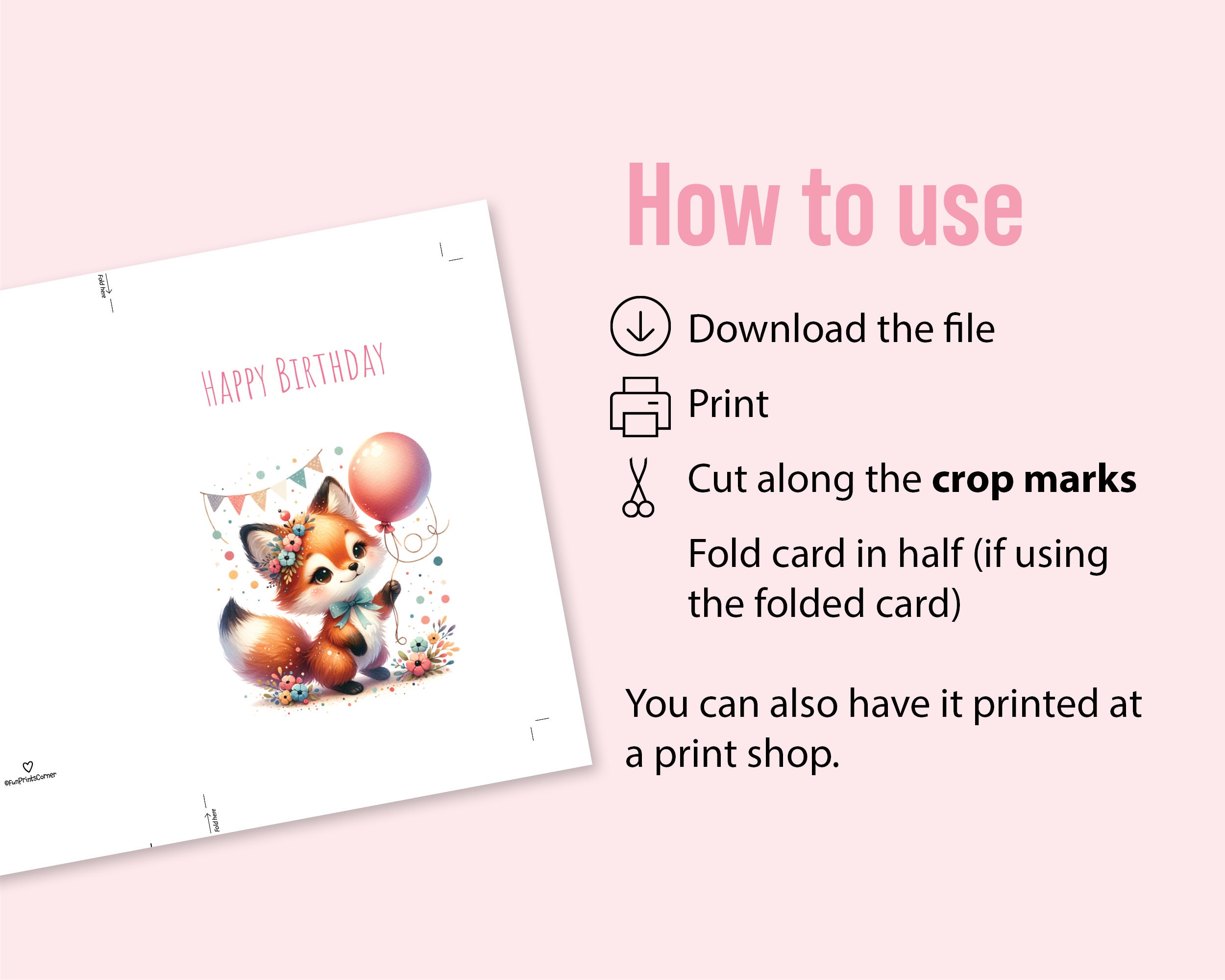 Fox Birthday Card | Girl Birthday Card | Fox Greeting Card | Fun ...