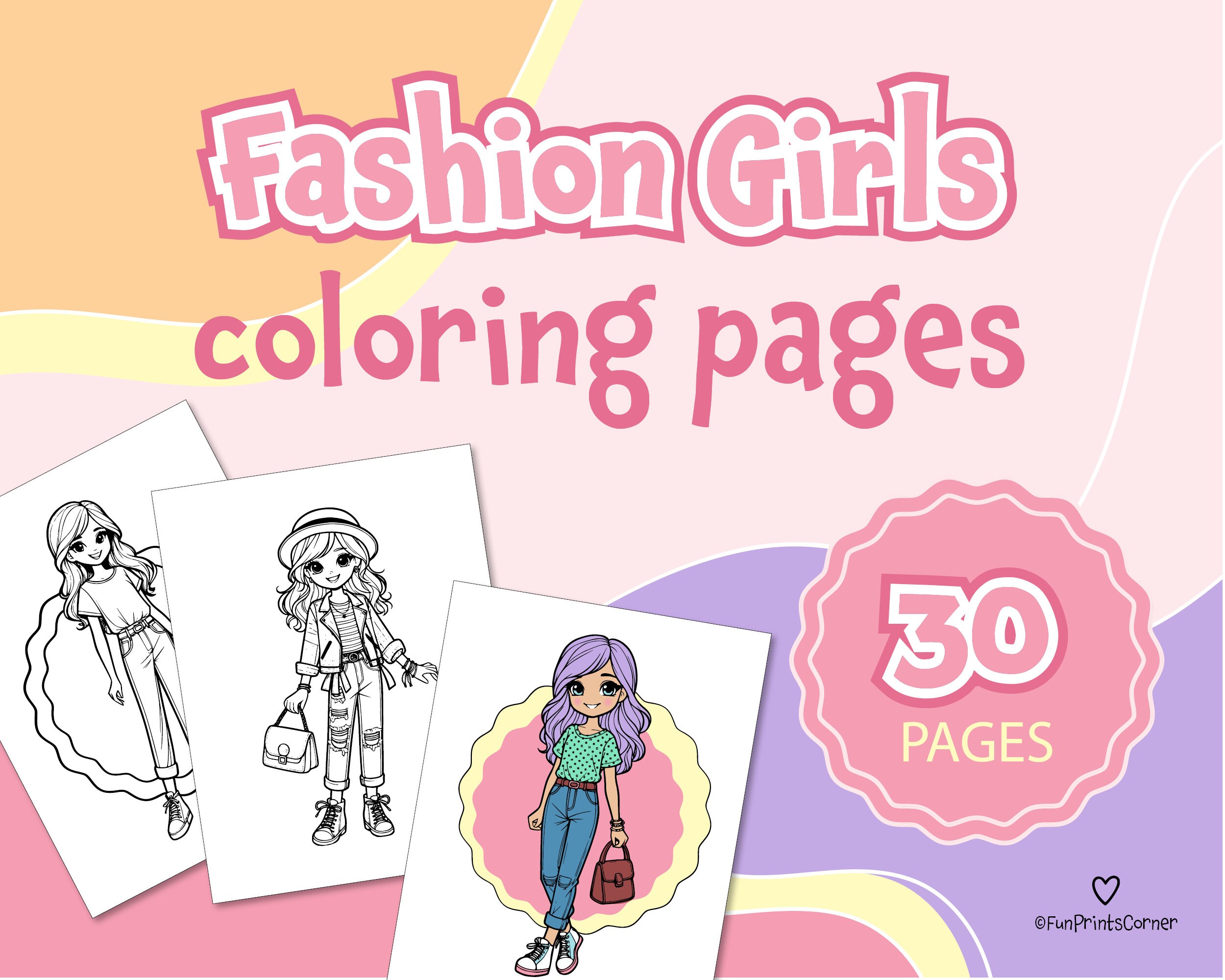 Fashion Girls Coloring Pages | 30 Printable Kids Coloring Pages ...