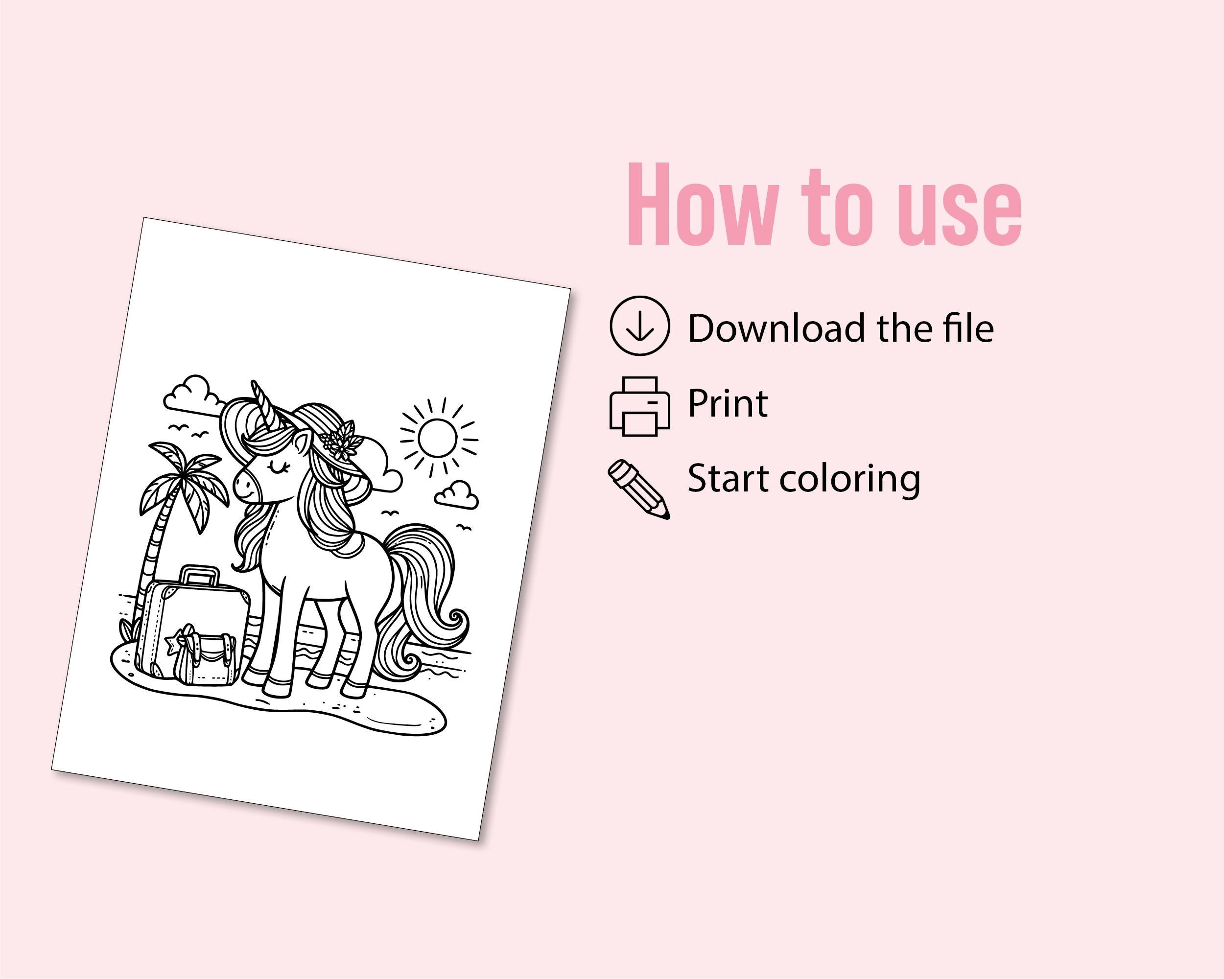 Unicorn Coloring Pages Vacation | 20 Printable Kids Coloring Pages ...