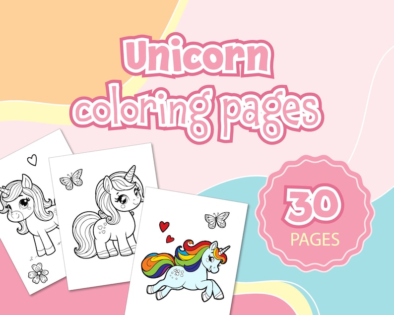 Unicorn Coloring Pages | 30 Printable Kids Coloring Pages | Unicorn ...