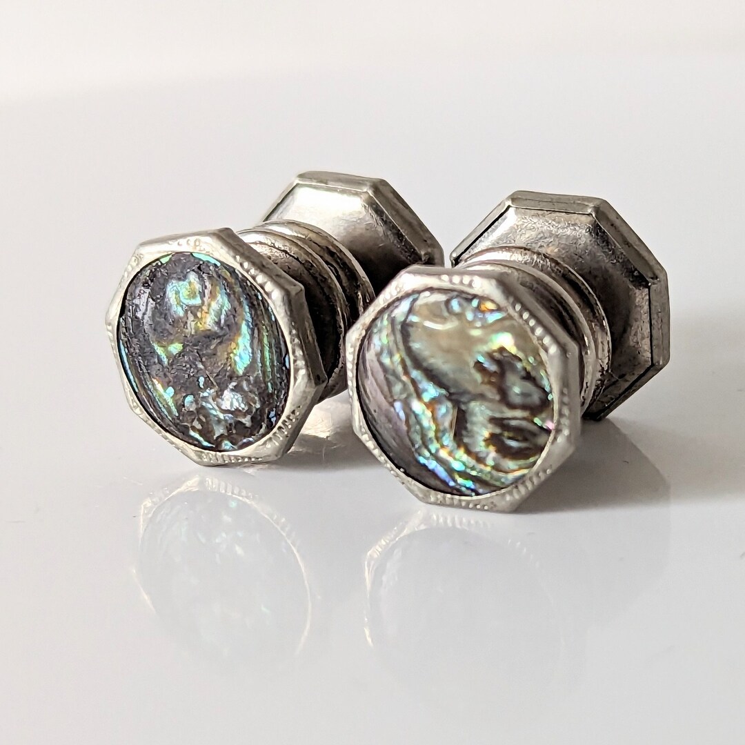 Antique Cufflinks Art Deco Abalone 1920s Octagonal Snap-link Authentic ...