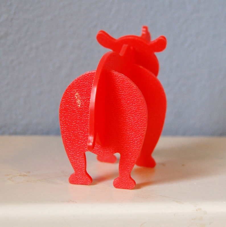 1970s Vintage Mod Hippo Plastic Figurine Puzzle Hot Orange Red - Etsy
