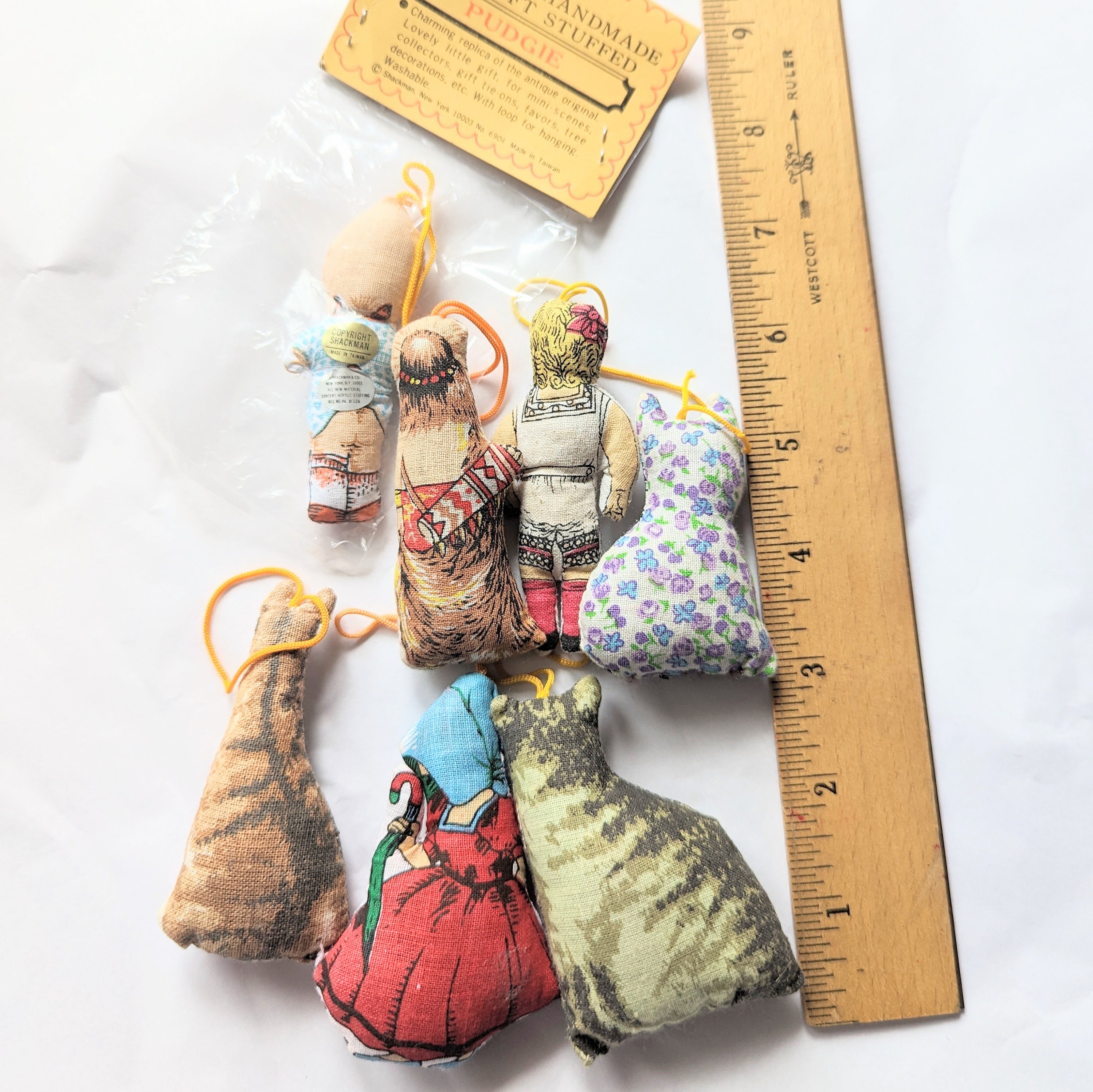 Vintage Shackman Fabric Christmas Ornament Lot Antique Replica Cats ...
