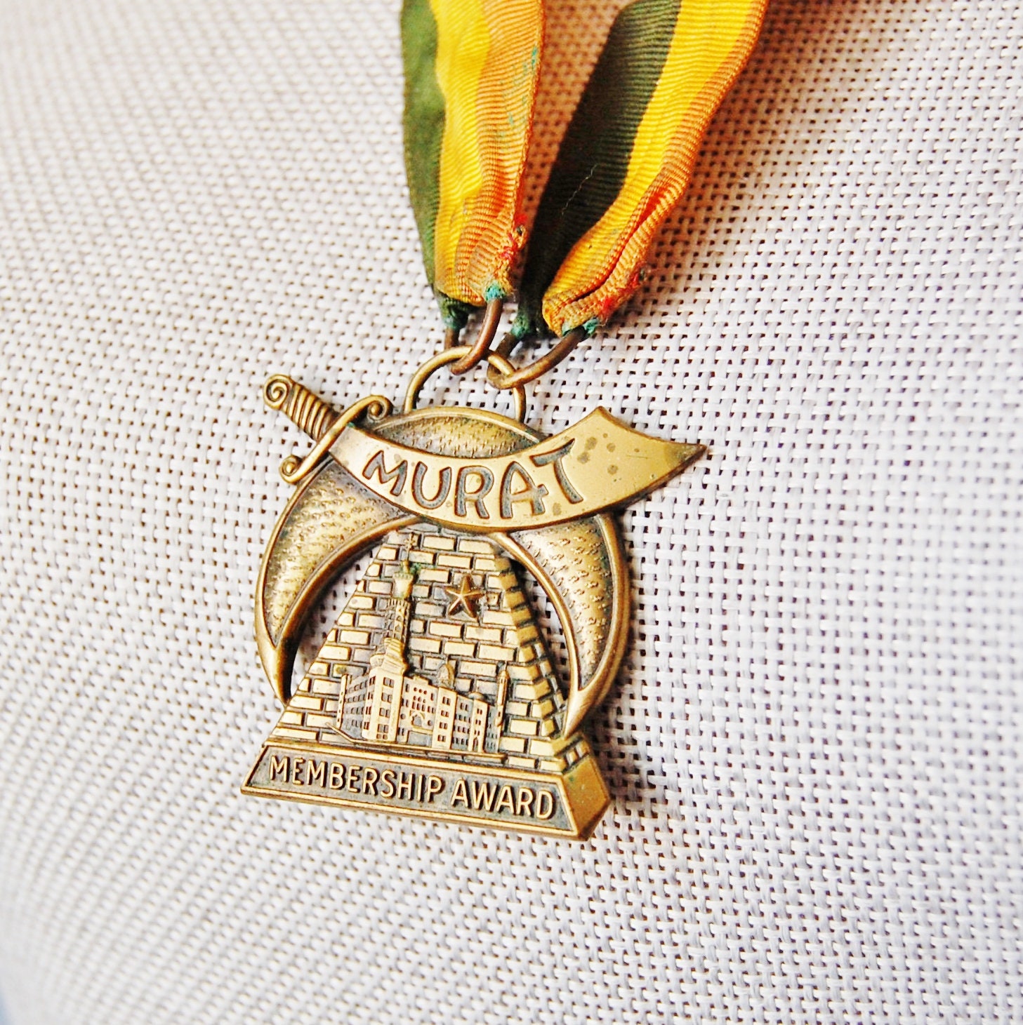 Vintage Murat Shriners Temple Medal Membership Award Pyramid and ...