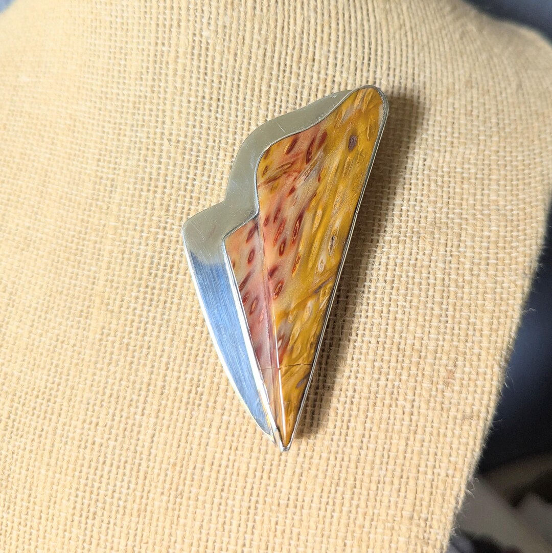 Vintage Great Falls Metal Works Sterling Silver Brooch With Stone 1980s ...