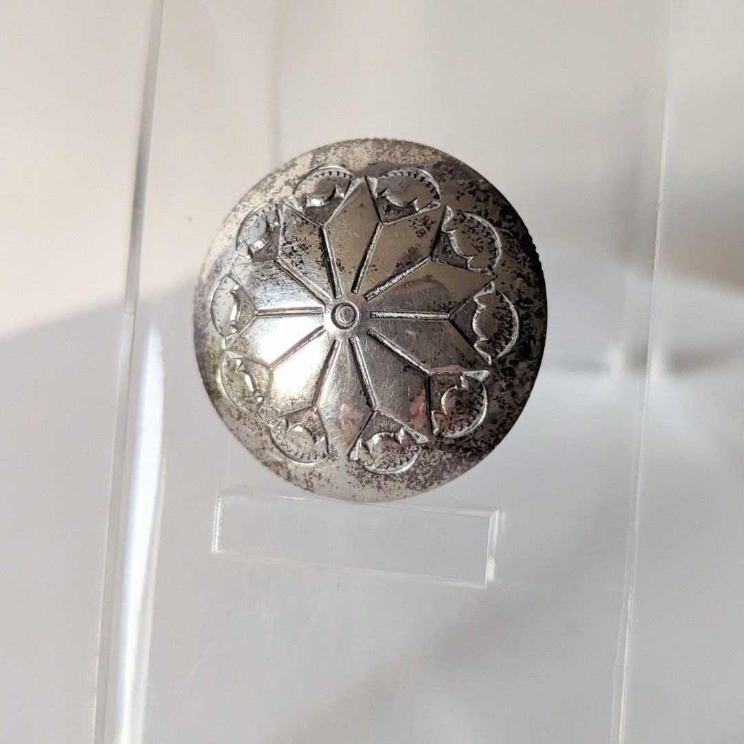 Vintage Stamped Concho Button Cover Authentic Silver Native American ...