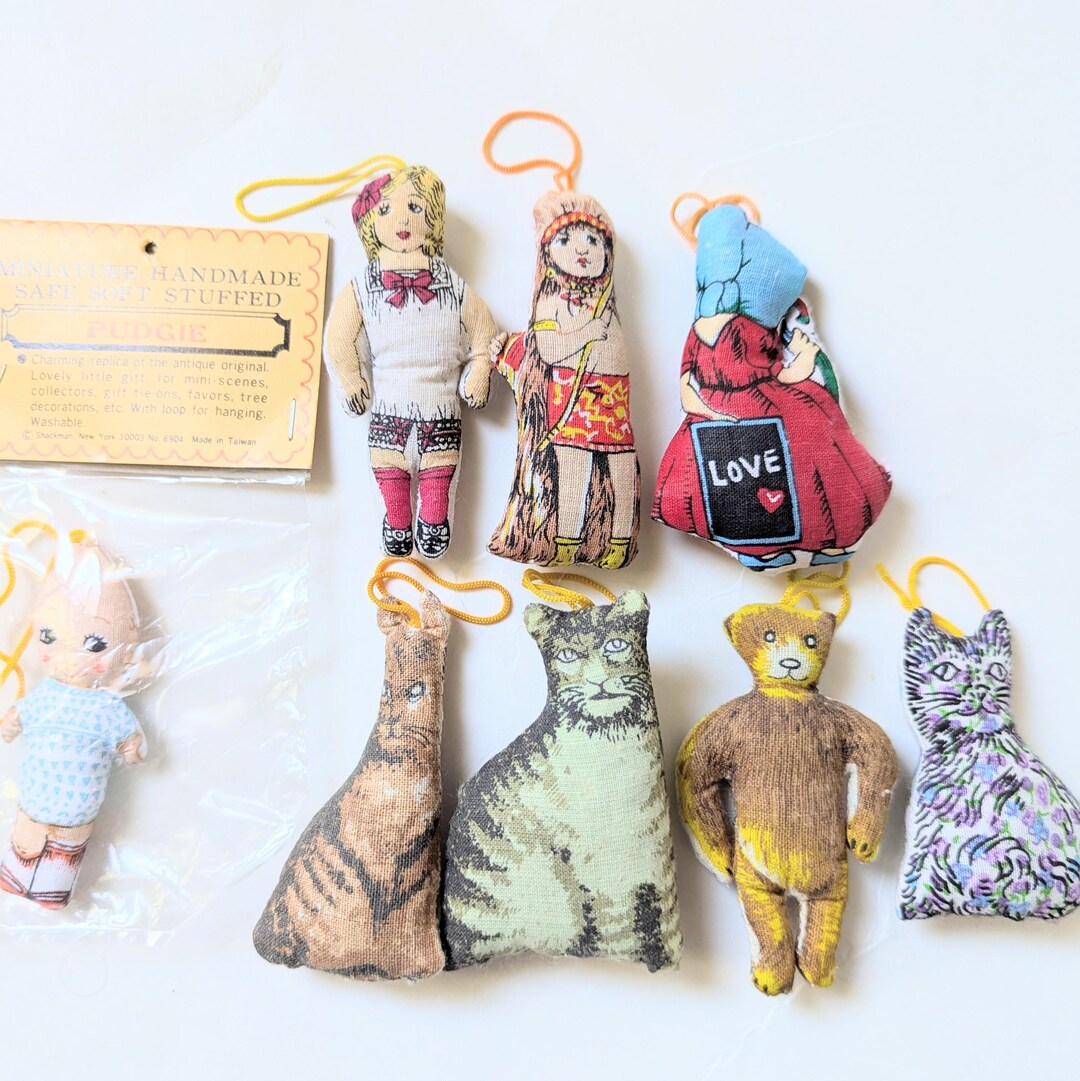 Vintage Shackman Fabric Christmas Ornament Lot Antique Replica Cats ...