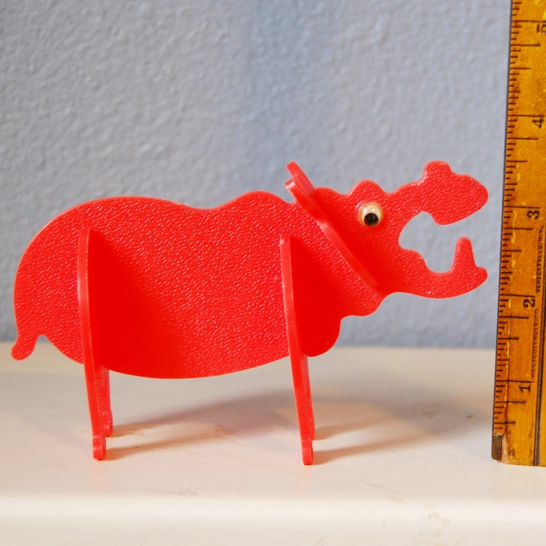 1970s Vintage Mod Hippo Plastic Figurine Puzzle Hot Orange Red - Etsy