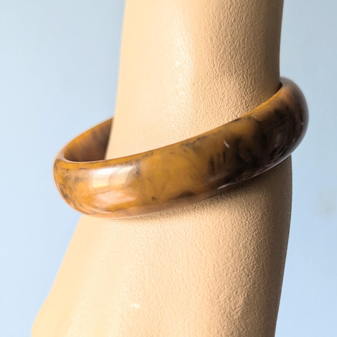 Vintage Brown Marble Bakelite Bracelet Bangle Cuff 1940s Large ...