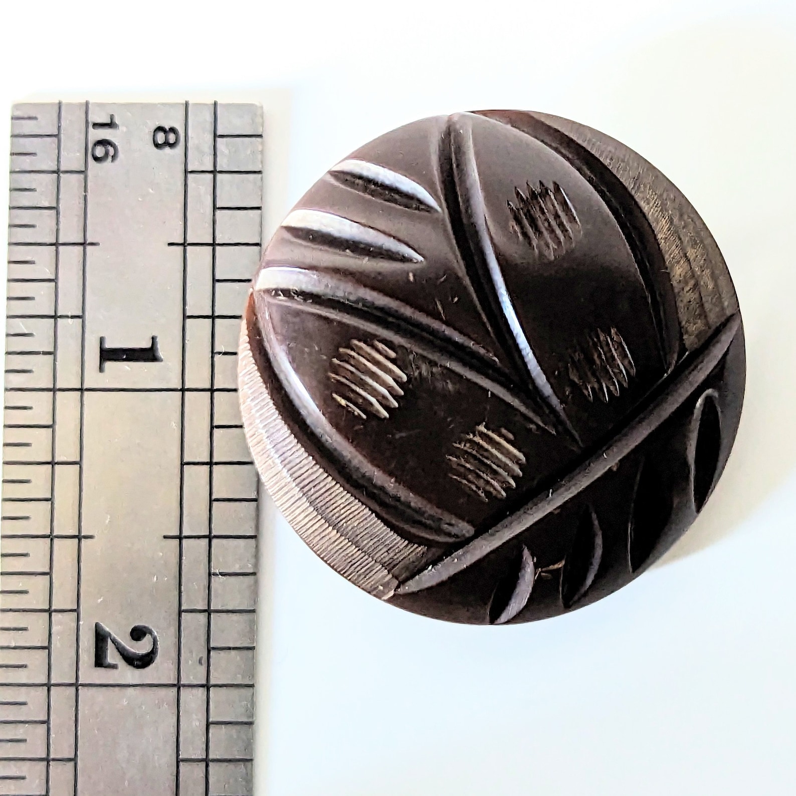 Vintage 1930s Chunky Carved Bakelite Button Dark Brown Coat Fastener ...