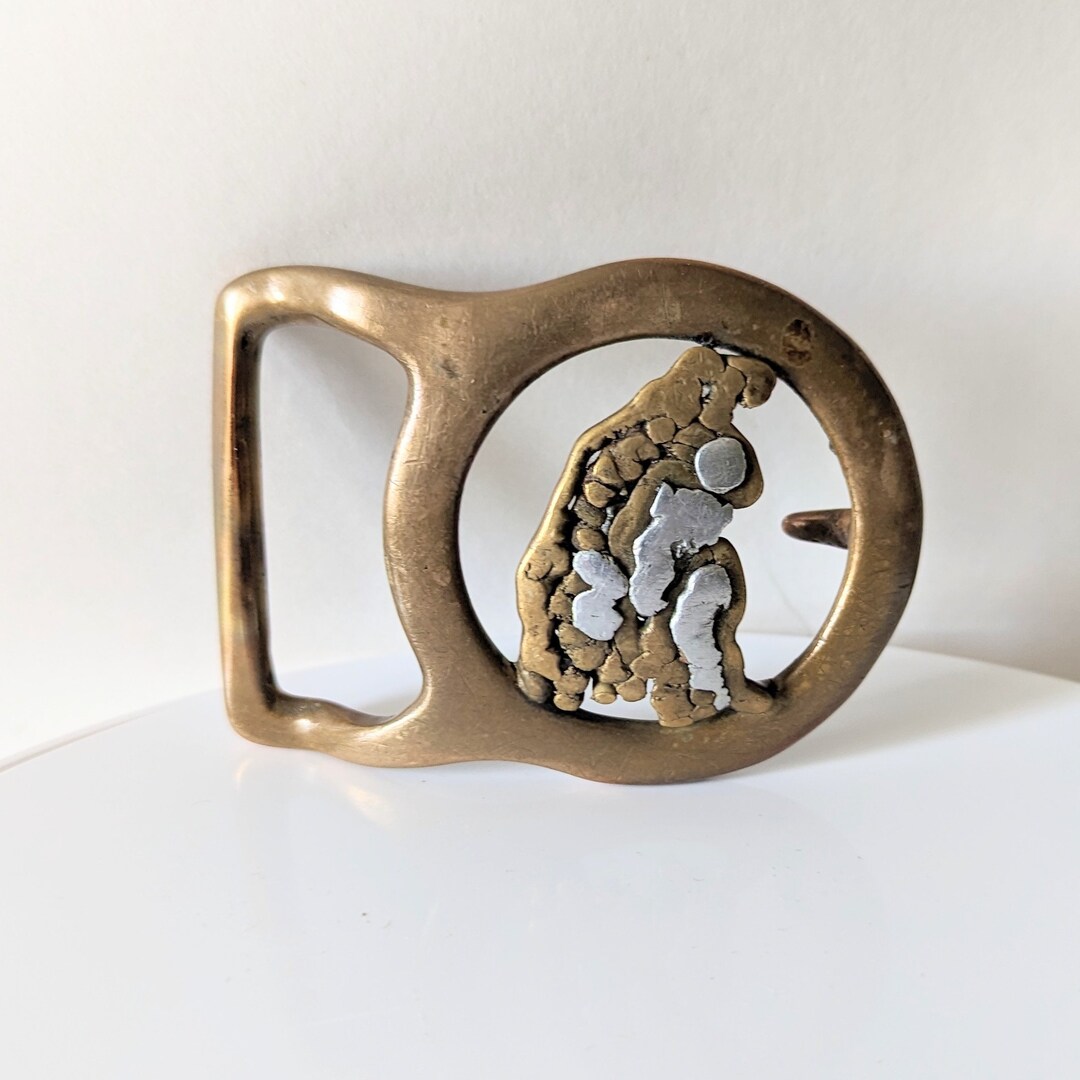 Vintage 1970s Belt Buckle Brass Artsy Mixed Metal - Etsy