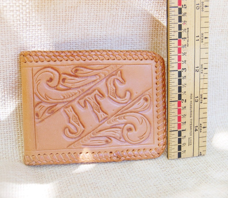Vintage 1950s Tooled Leather Wallet Western Billfold Initials - Etsy