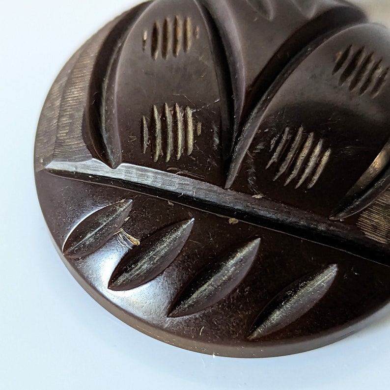 Vintage 1930s Chunky Carved Bakelite Button Dark Brown Coat Fastener ...