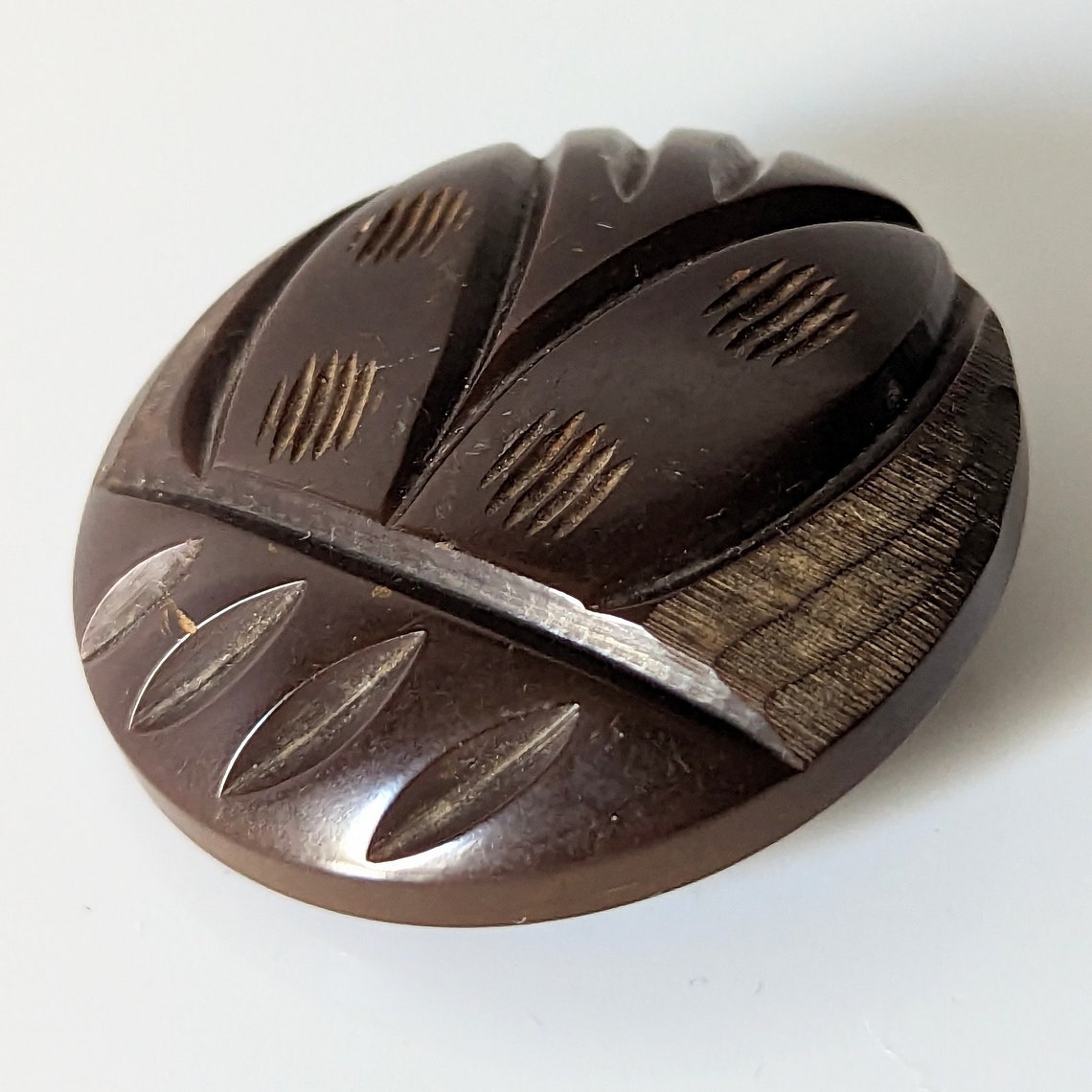 Vintage 1930s Chunky Carved Bakelite Button Dark Brown Coat Fastener ...