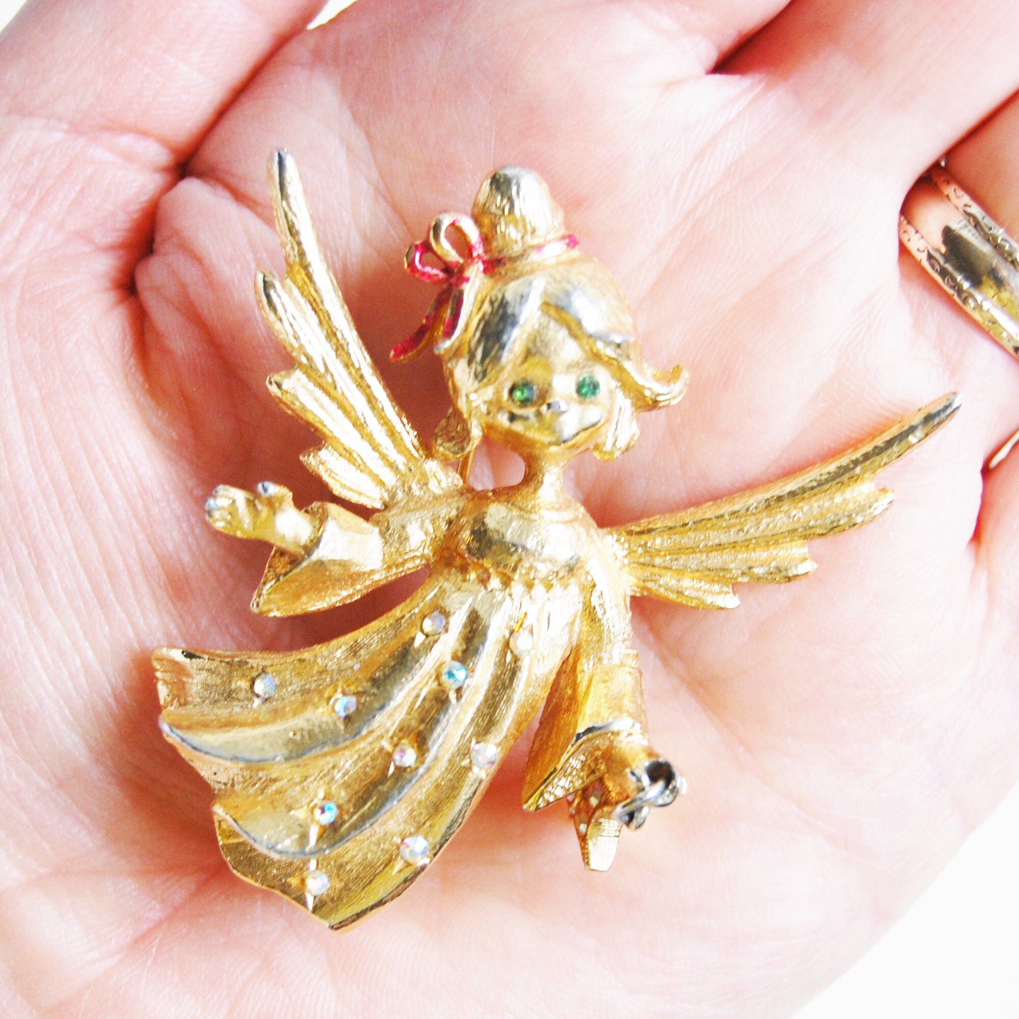 Vintage 1960s Angel Brooch Christmas Signed Mylu Figural Green | Etsy