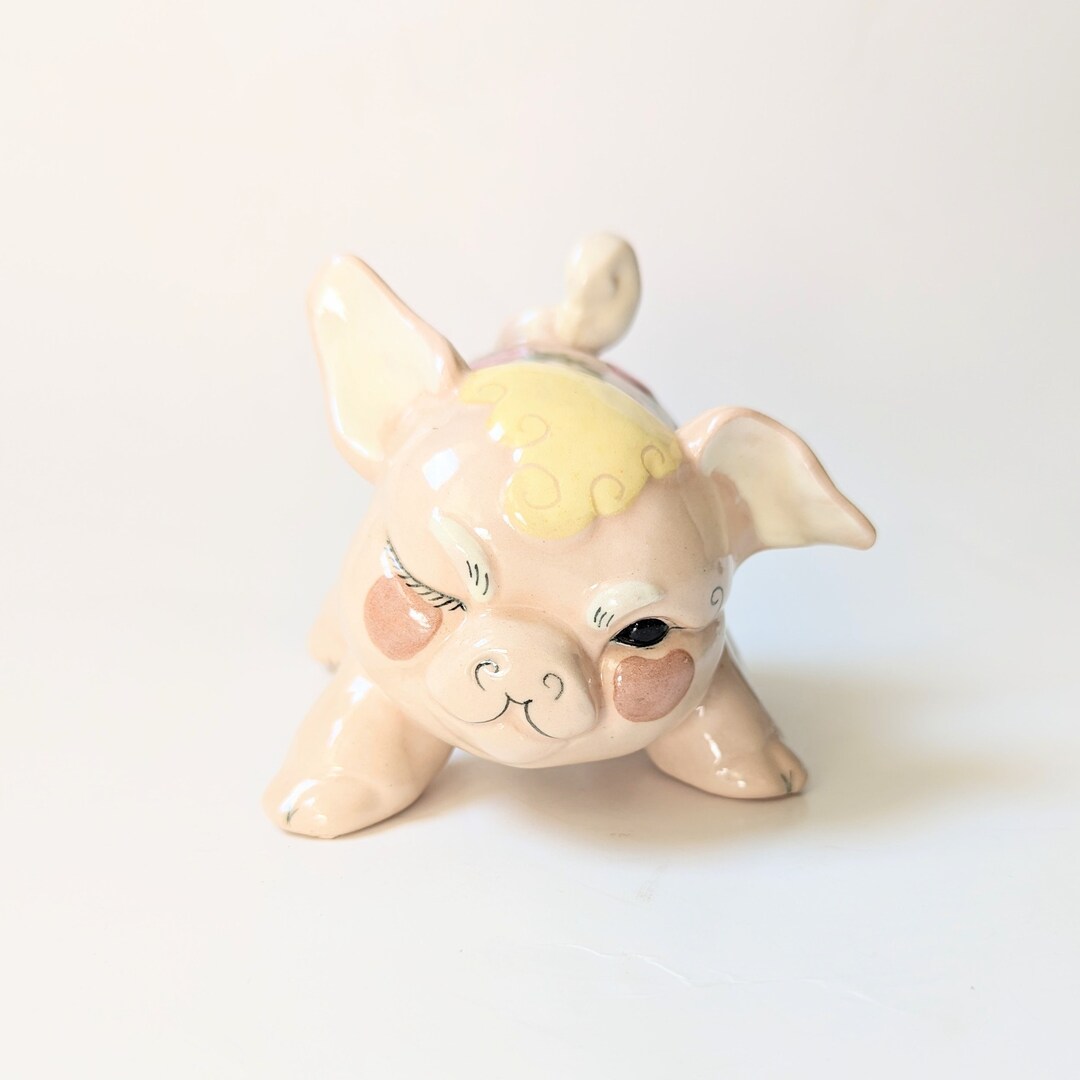 Vintage Kay Finch Winking Pig California Art Pottery Strawberry Design ...