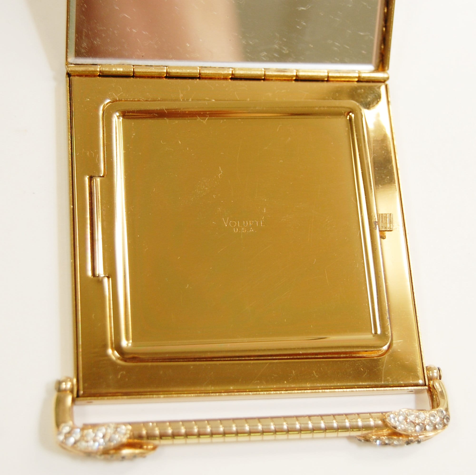 Volupte Rhinestone Compact Vintage 1950s Gold Tone Rockabilly | Etsy