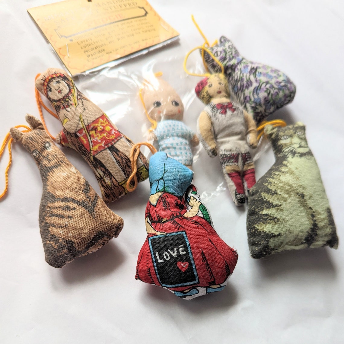 Vintage Shackman Fabric Christmas Ornament Lot Antique Replica Cats ...