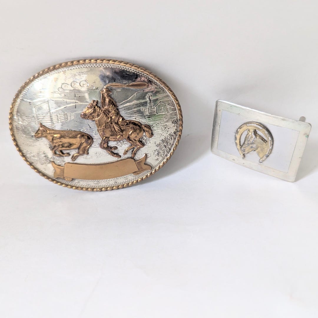 Vintage Irvine and Jachins Oval Belt Buckle Rodeo Scene Fashion Country ...